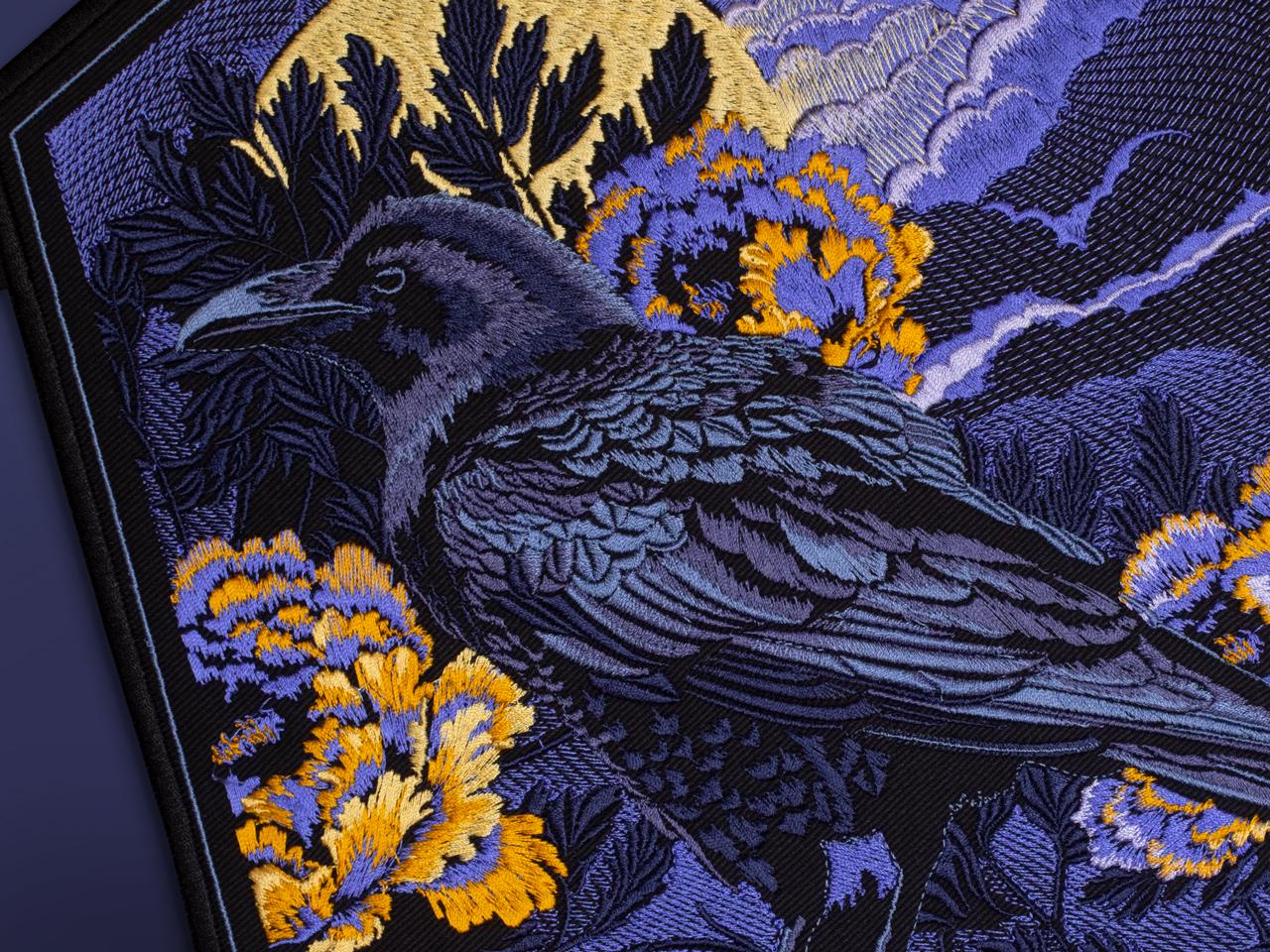 Crow Patch: Gothic Occult Iron-on Raven Embroidered Back Patches for ...