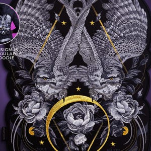 Embroidered Eagle Back Patch: Eagles & Celestial Moon, Occult Gothic Wicca Witchcraft Iron-on ...