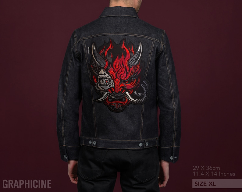 Samurai Cyberpunk Oni Patch - Demon Embroidered Back Patches for ...