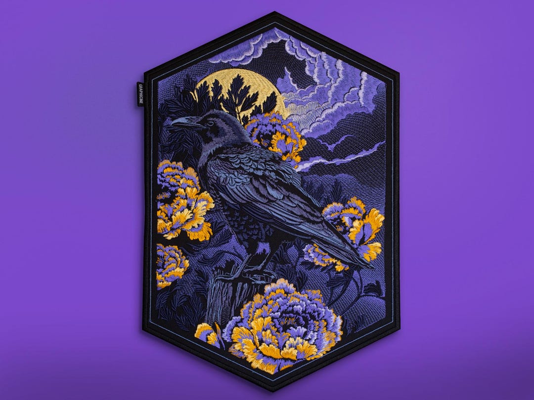 Raven Patch, Crow Patch, Creepy Goth Nature, Occult Patch, Iron on ...