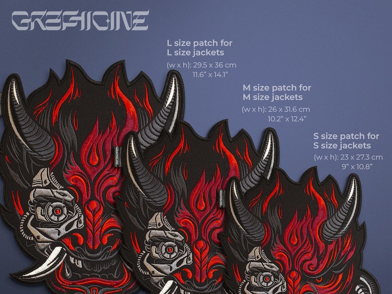 Samurai Cyberpunk Oni Patch - Demon Embroidered Back Patches for ...