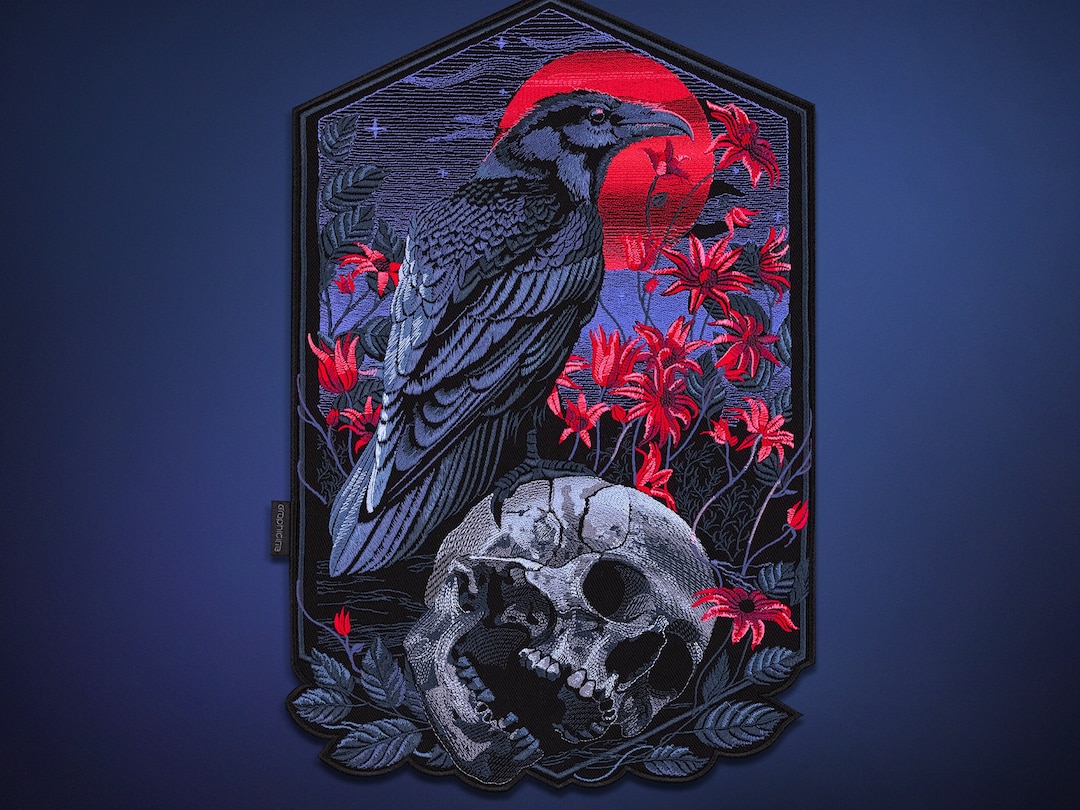 Crow Patch, Embroidered Patch, Goth Cottagecore, Goth Patches, Patches ...