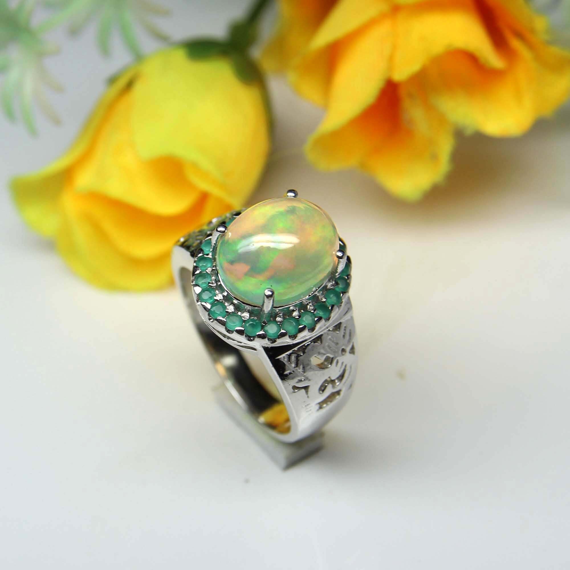 Opal Ring for Men-sterling Silver Opal Ring Men's Opal | Etsy