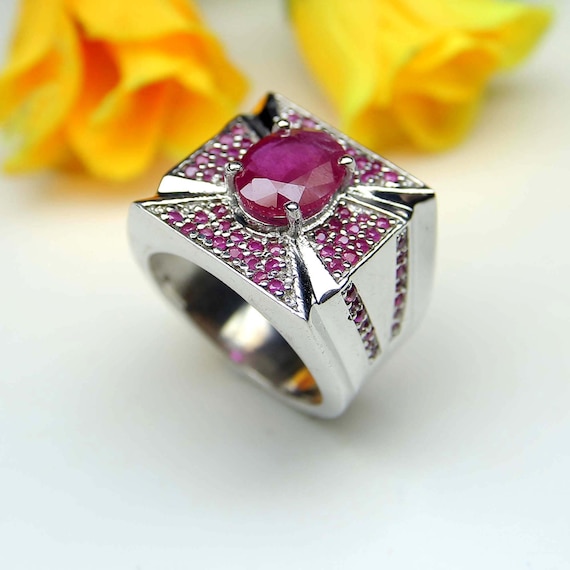 Natural Ruby Ring for Men-ruby Men's Ring-men's Ruby - Etsy