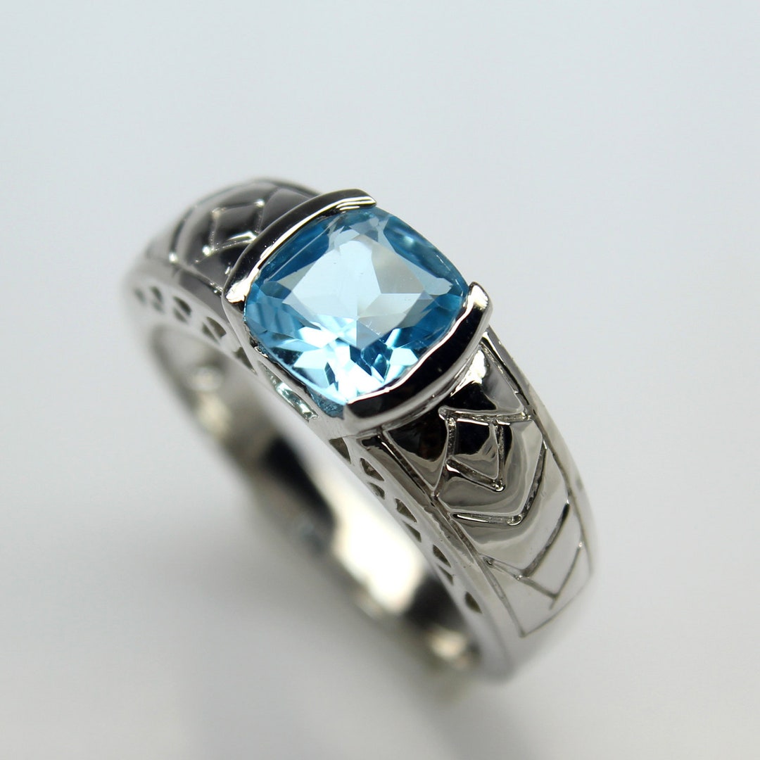 Blue Topaz Ring Natural Blue Topaz Ring Unisex Topaz Ring Sterling ...