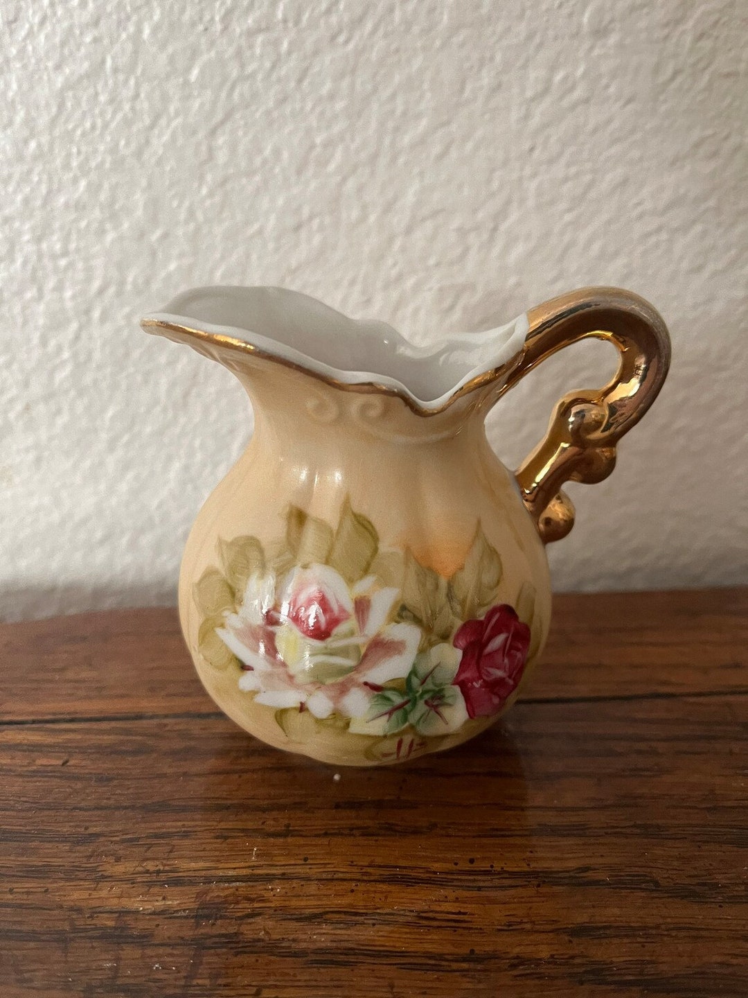 Vintage Lefton Creamer ~ Lefton Floral Pitcher ~ Hand Painted Flowers ...