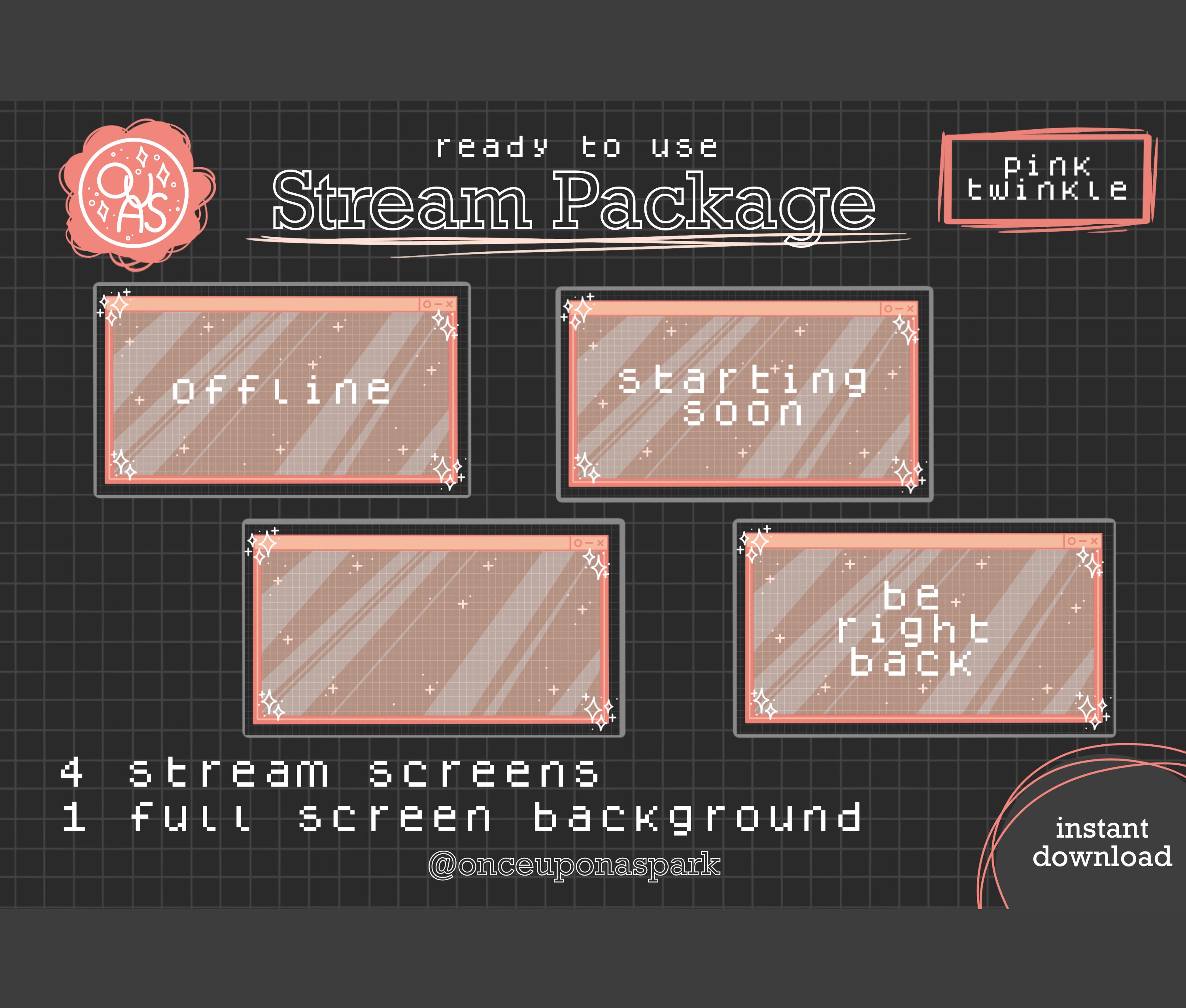 Twitch Streaming Pink Twinkle Background and Screens | Etsy