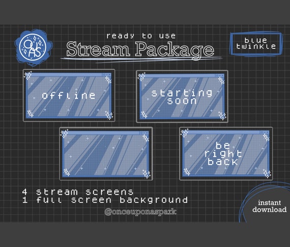Twitch Streaming Blue Twinkle Background and Screens Overlay | Etsy