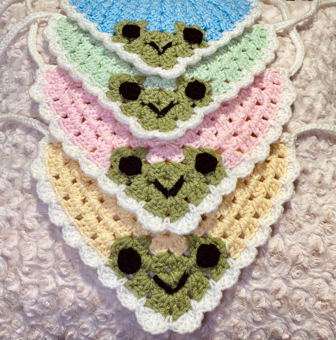 Frog Peeper Crochet Bandana Boho Handmade Head Accessory - Etsy
