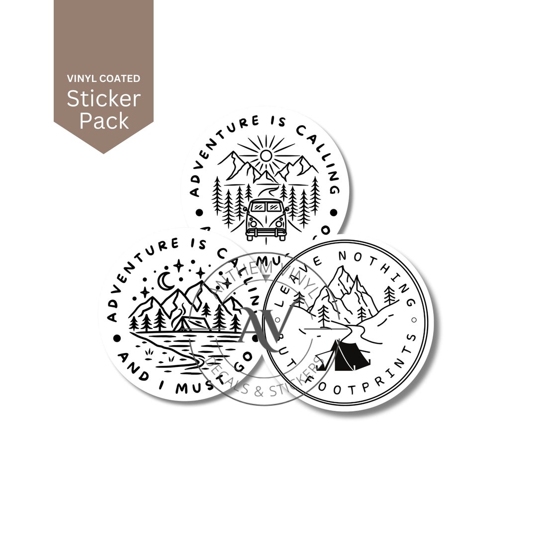 Adventure Laminated Die Cut Sticker Pack Set of 3 Glossy Finish Decals ...