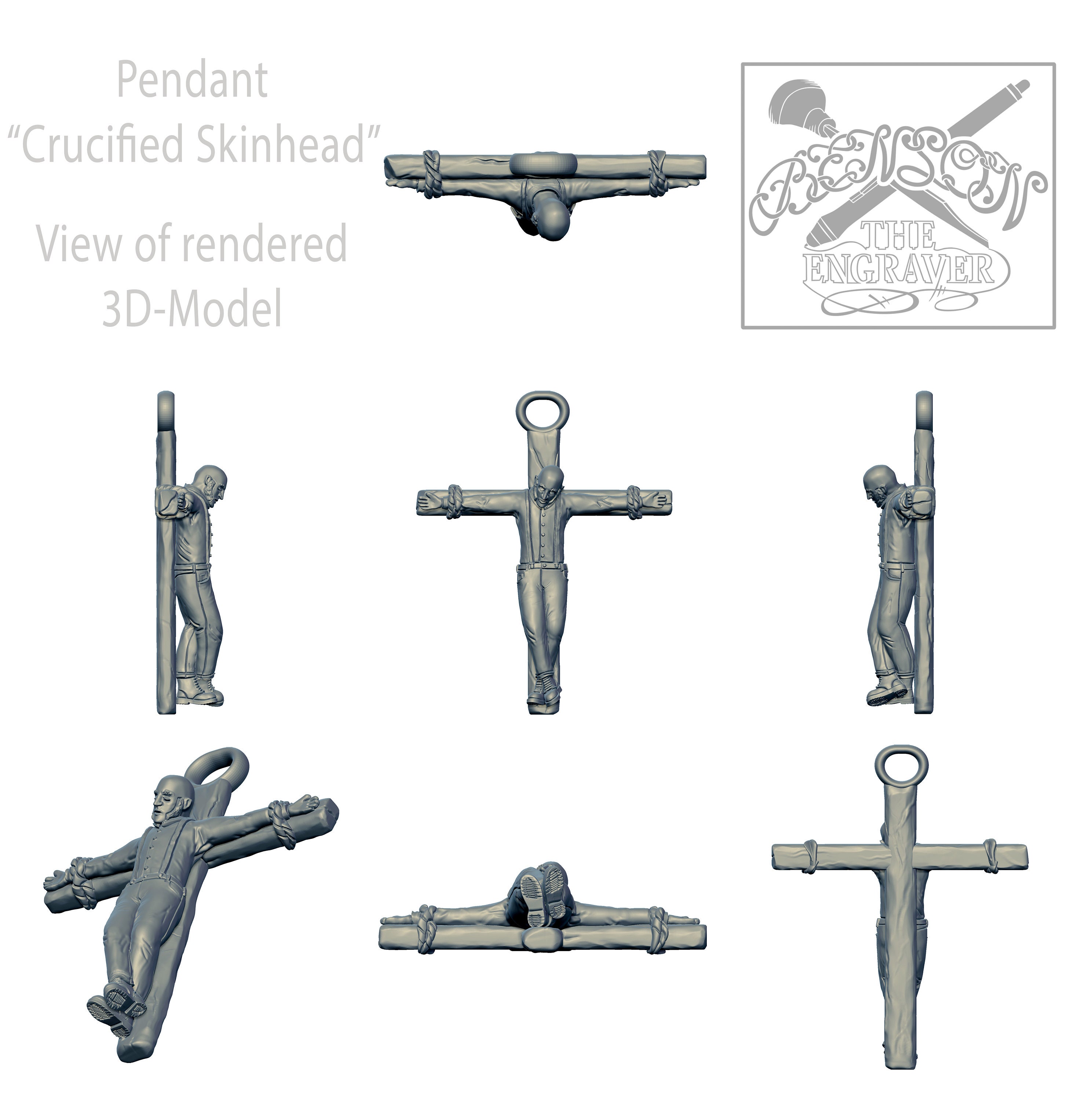 Pendant "crucified Skinhead" - Sterling Silver - Skinhead - Cross ...