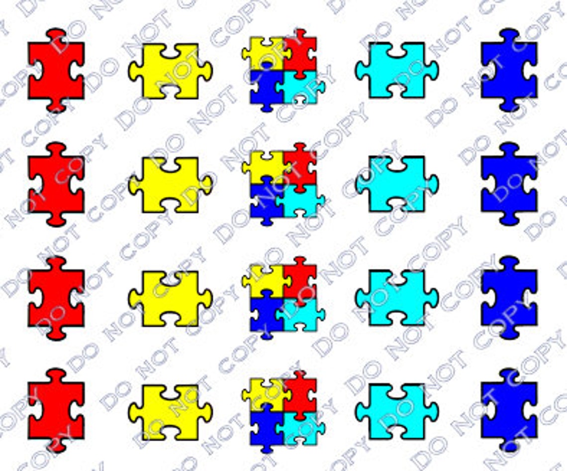 Autism Awareness Puzzle Nail Decals, Waterslide Nail Art - Etsy