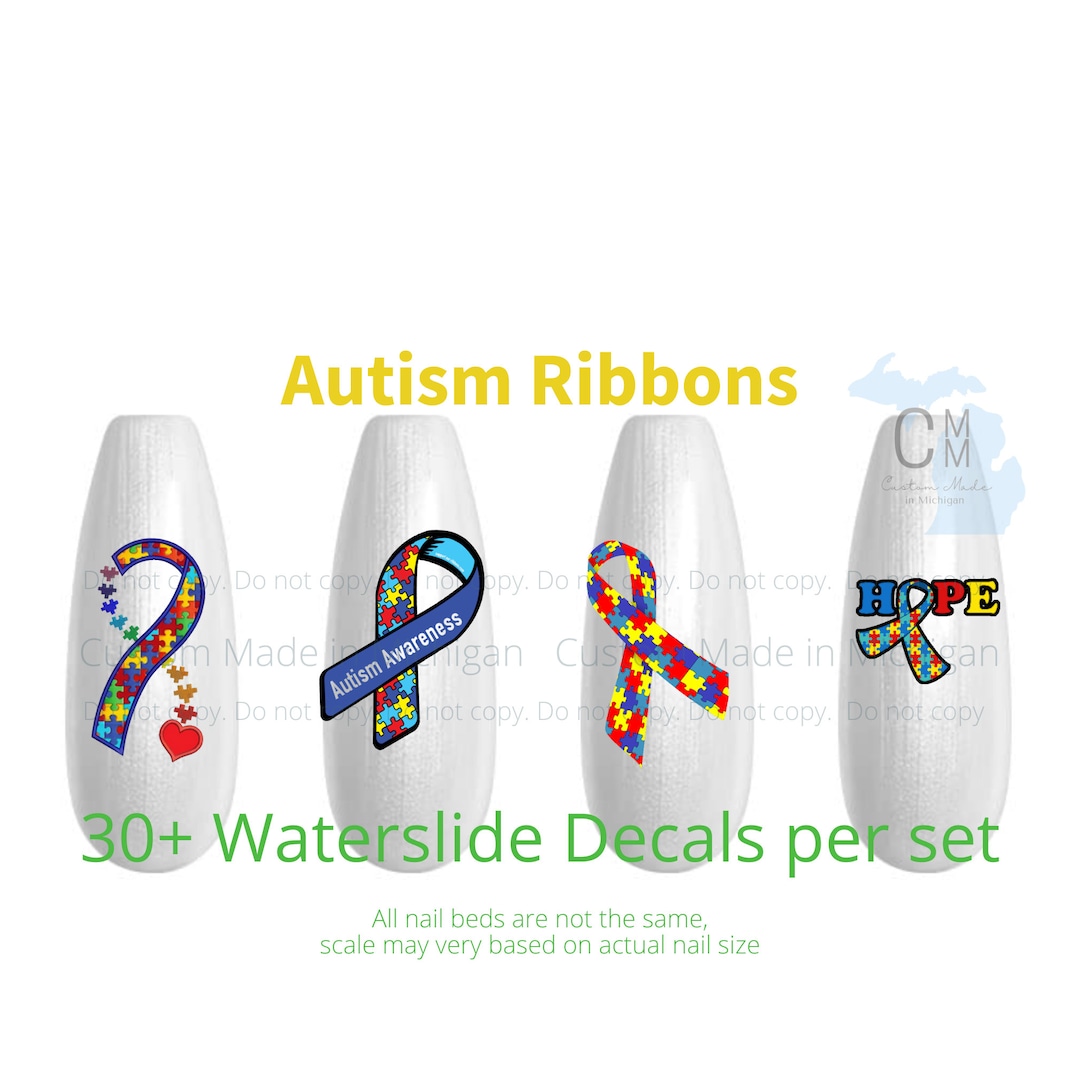 Autism Awareness Nail Art, Autism Nail Decals, Autism Awareness Puzzle ...
