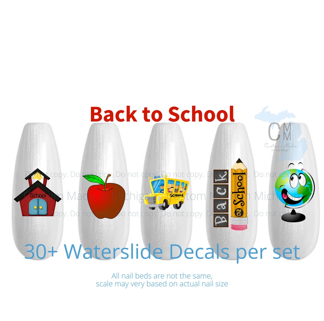 Back to School Nails, Teacher Nails, Globe Nails, Bus Nail Art, Teacher ...