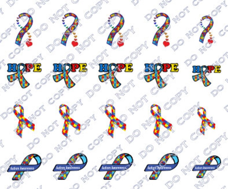 Autism Awareness Nail Art, Autism Nail Decals, Autism Awareness Puzzle ...