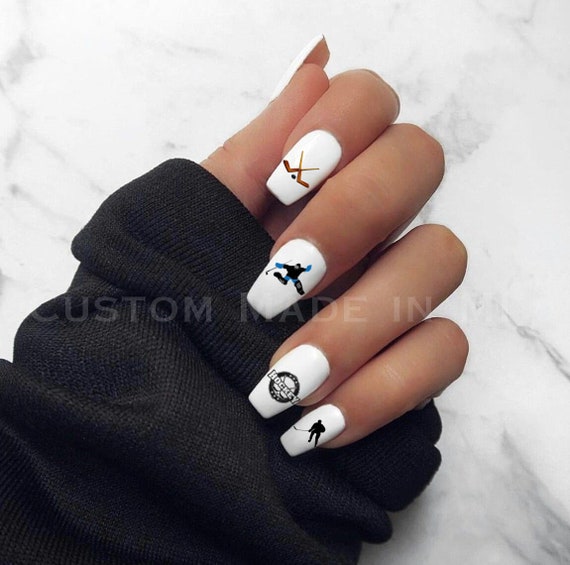 Hockey Nail Art Hockey Nail Decals Hockey Mom Nails Hockey | Etsy