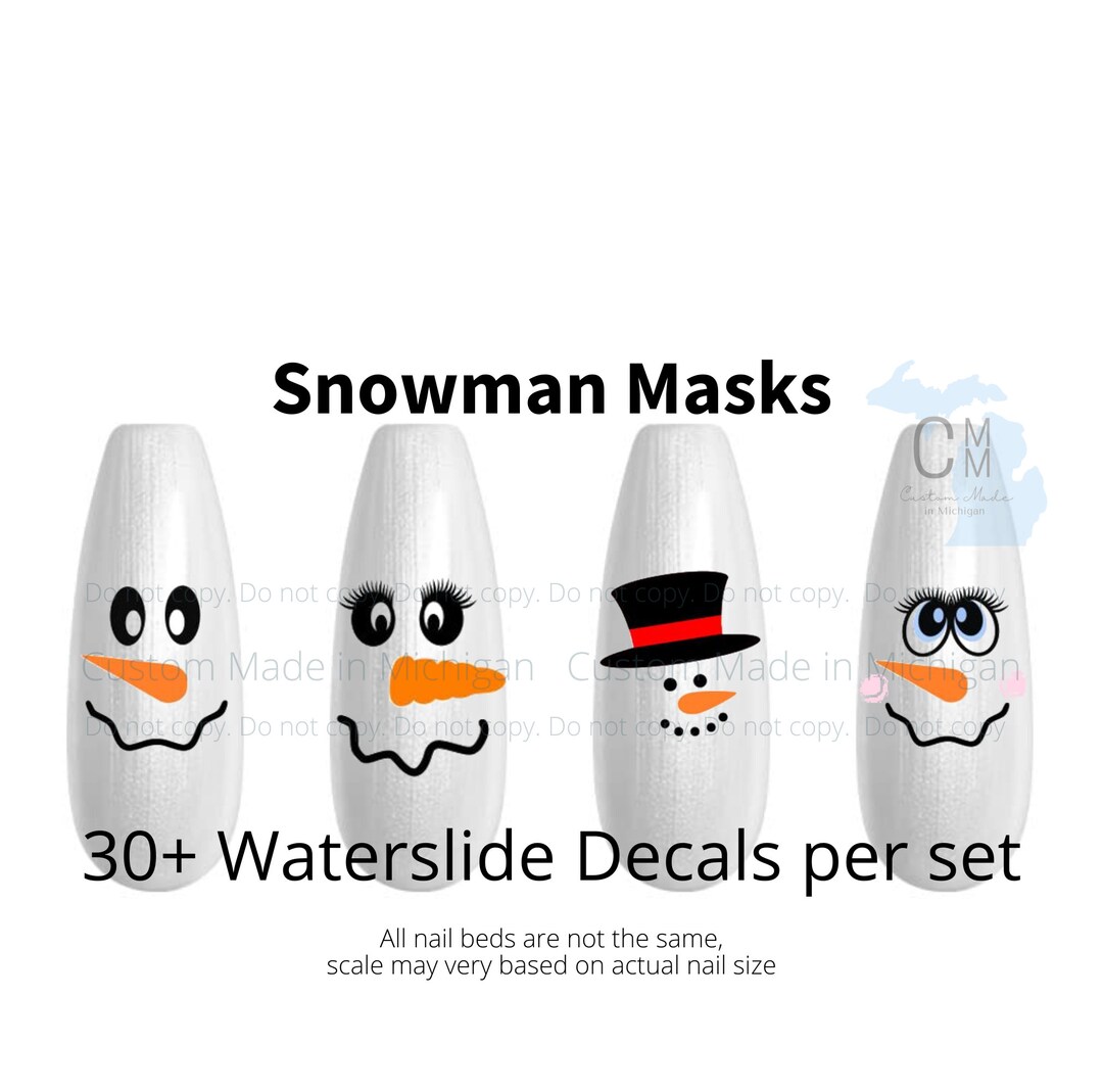 Snowman Nail Decals Featuring Cute Snowman Nail Art, Christmas Snowman ...