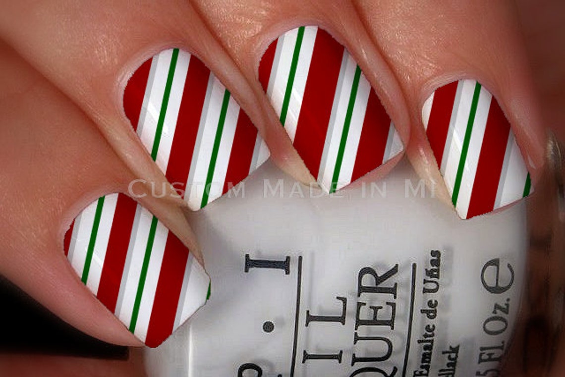 Candy Cane nail covers Candy Cane nail wraps Green and Red | Etsy