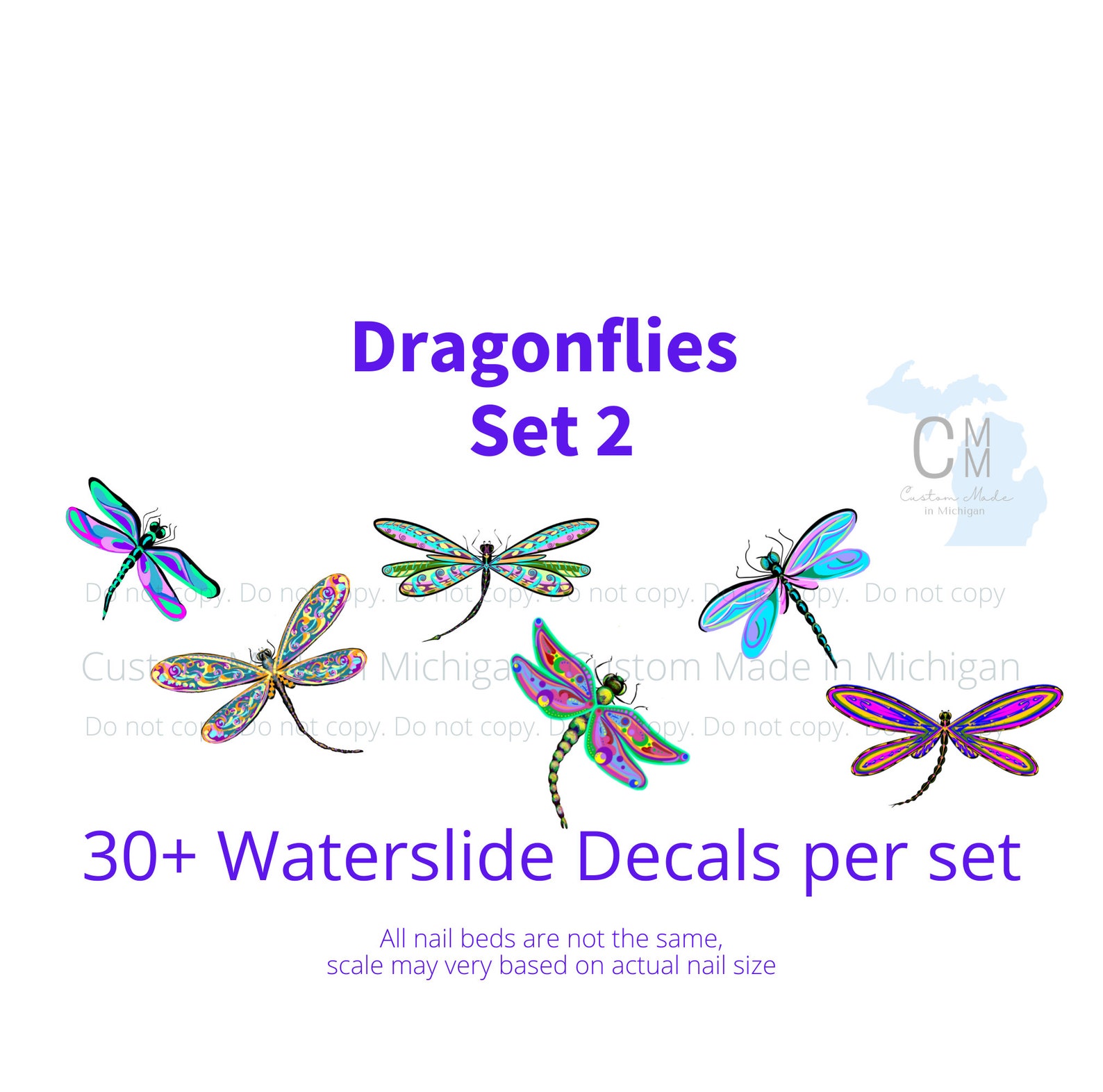 Dragonfly Nail Art Watercolor Dragonfly Nail Decals Colorful - Etsy