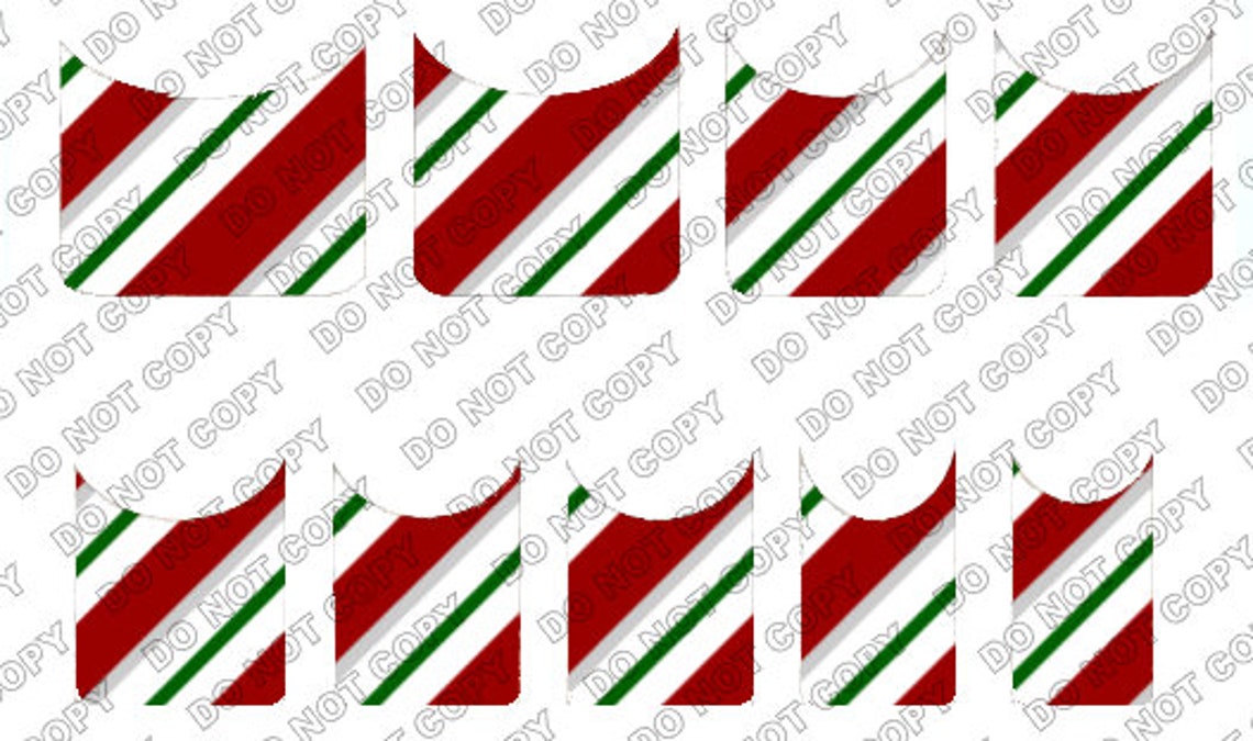 Candy Cane Nail Covers Candy Cane Nail Wraps Green and Red - Etsy