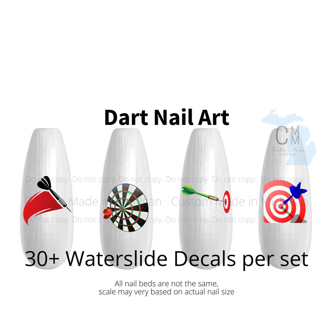 Dart Nail Art Darts Nail Decals Dart Player Nails Dart - Etsy