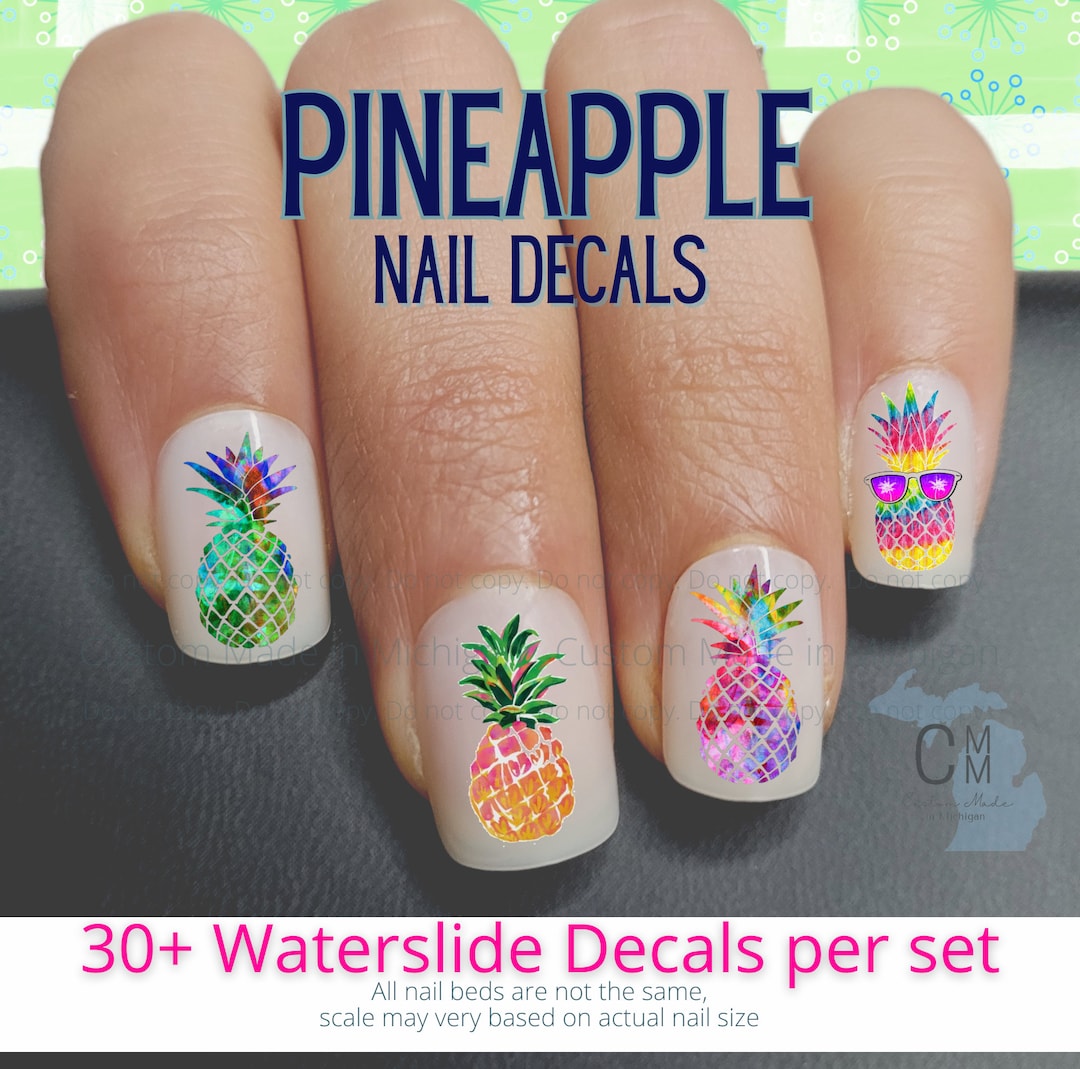 Pineapple Nail Art, Pineapple Nail Decals, Hawaii Pineapple Nail Decals ...