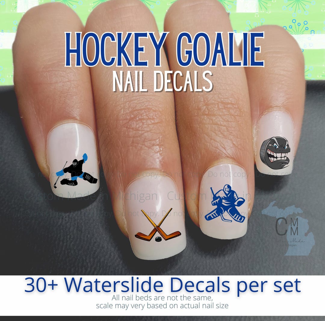 Hockey Goalie Nail Art, Hockey Nail Decals, Hockey Mom Nails, Hockey ...