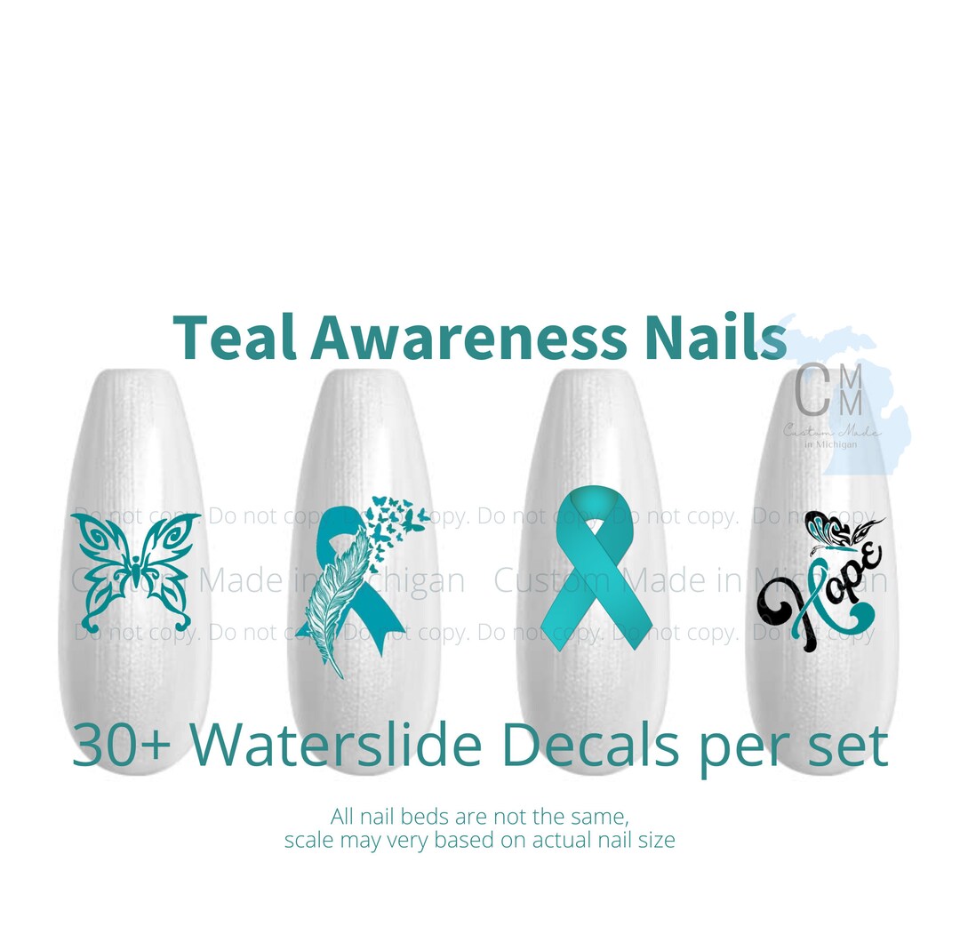 Ovarian Cancer Nail Art Cervical Cancer Ribbons Nails - Etsy