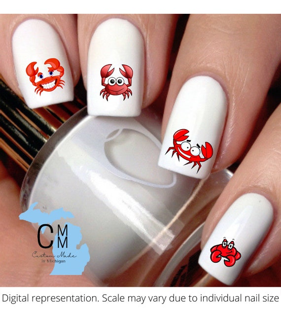 Cute Red Crab Nail Art Red Crab Nail Decals Crab Nail Art - Etsy