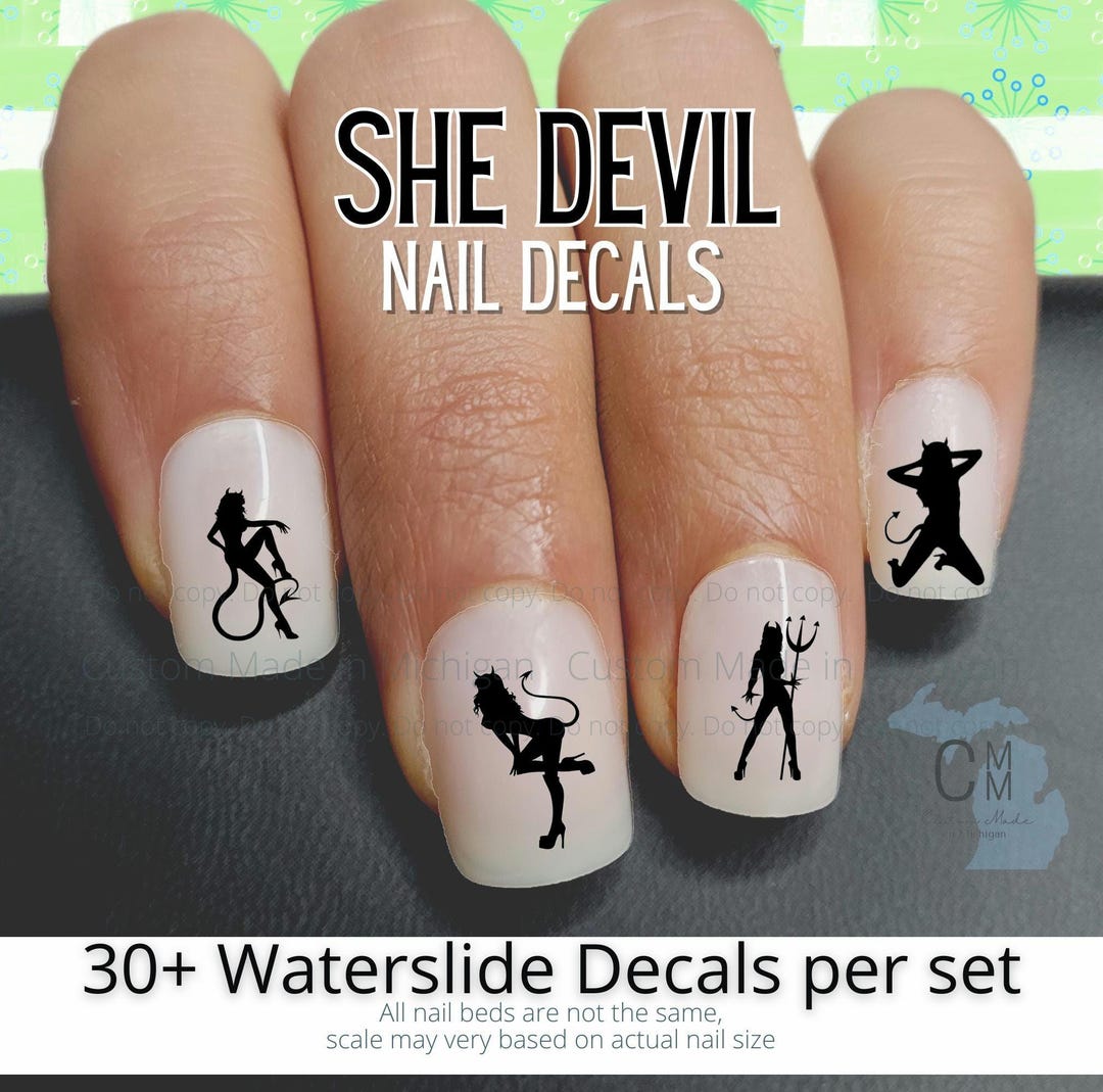 She-devil Nail Art, She-devil Nail Decals, Girl Devil Nail Decals, Sexy ...