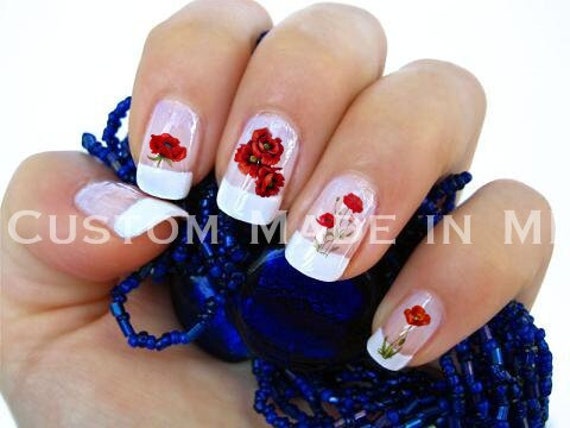 Nail Decals Poppy Nail Art Poppies Nail Decals Pretty Red | Etsy