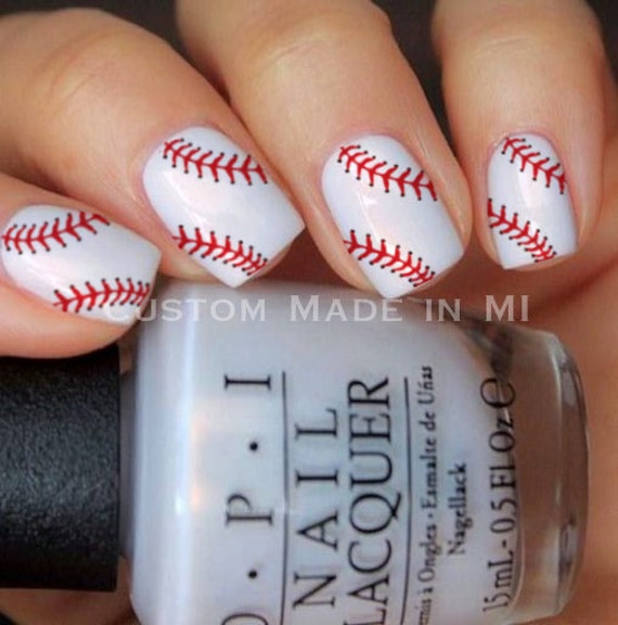 Baseball Nail Art Baseball nail decals Baseball mom nails | Etsy