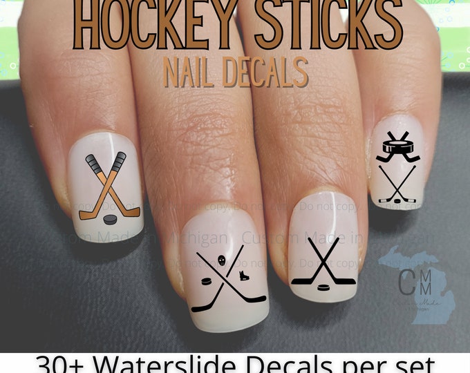 Hockey Nail Art, Hockey Nail Decals, Hockey Mom Nails, Hockey Stick ...