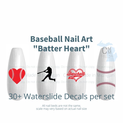 Baseball Nail Art Baseball Nail Decals Baseball Mom Nails - Etsy