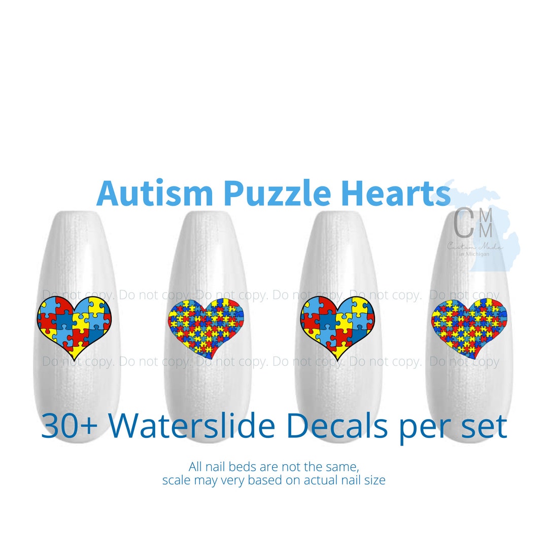 Autism Awareness Nail Art, Autism Nail Decals, Autism Awareness Puzzle ...