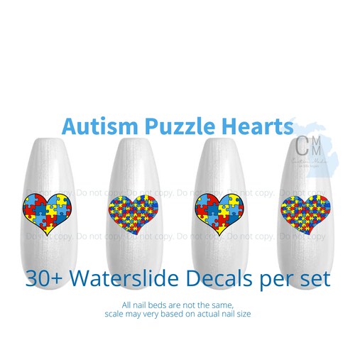 Autism Awareness Nail Art Autism Nail Decals Autism - Etsy
