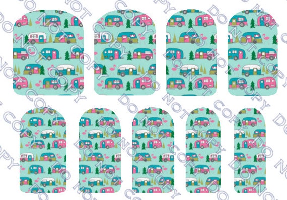 Waterslide Nail Decals Transfers Camper Nail Art Vintage Camper Nail ...