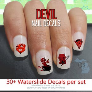 Devil Halloween Nail Art, Red Devil Nail Decals, Spooky Devil Nail ...