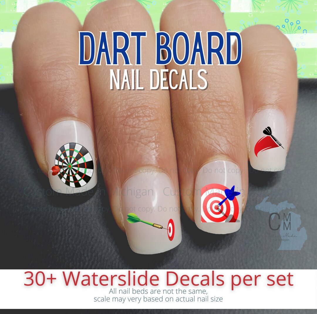 Dart Nail Art, Darts Nail Decals, Dart Player Nails, Dart Manicure Nail ...