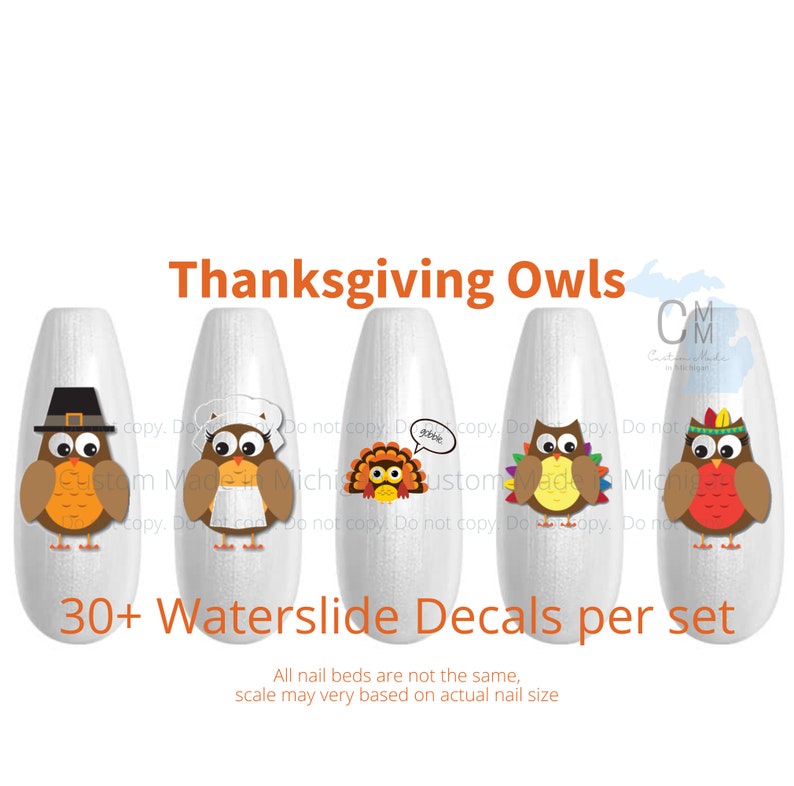 Thanksgiving Nail Art Thanksgiving Owls Pilgrim Owls Indian - Etsy