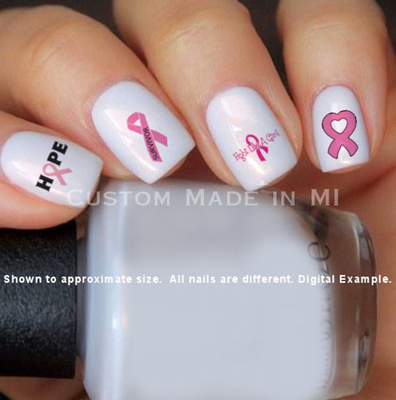 Breast Cancer Awareness Nail Art Breast Cancer Nail Decals - Etsy