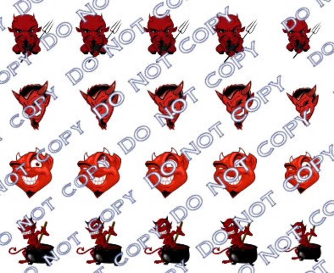 Devil Halloween Nail Art, Red Devil Nail Decals, Spooky Devil Nail ...