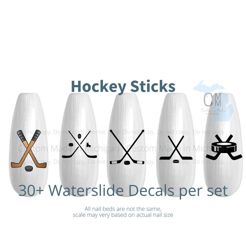 Hockey Nail Art Hockey Nail Decals Hockey Mom Nails Hockey - Etsy