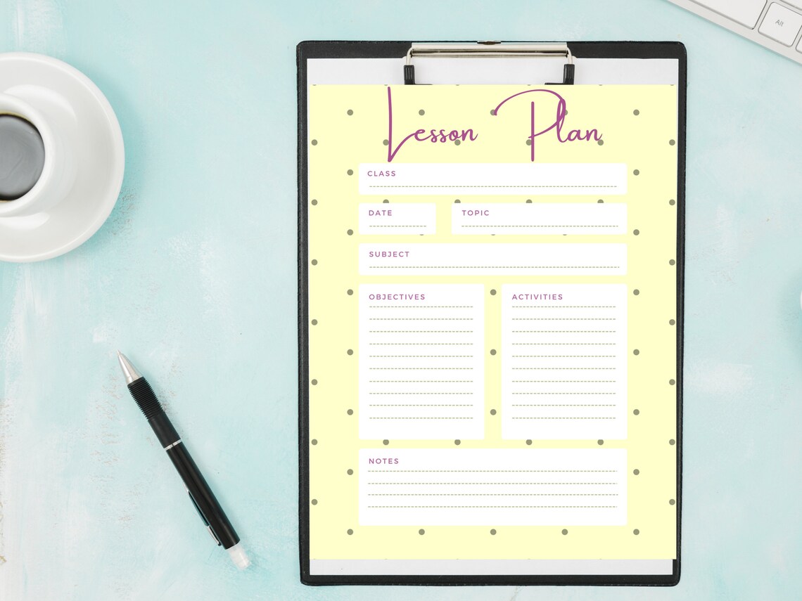 Printable LESSON PLAN Template Yellow Polka Dots Digital - Etsy