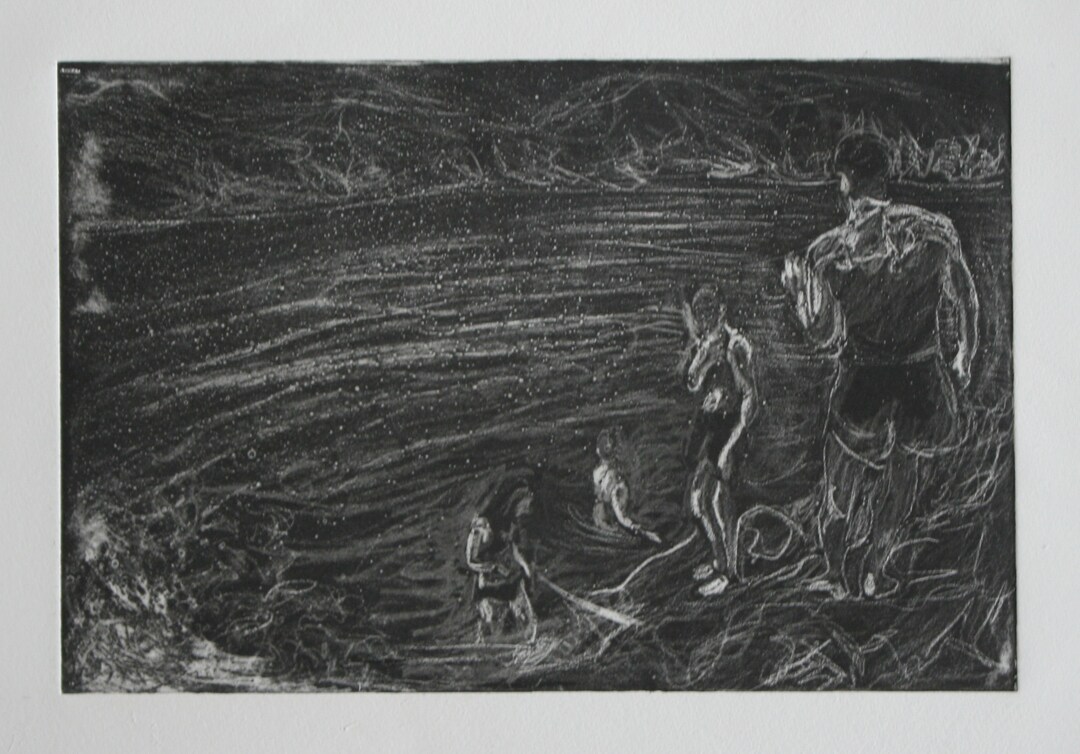 Bathing, Original Aquatint Etching - Etsy