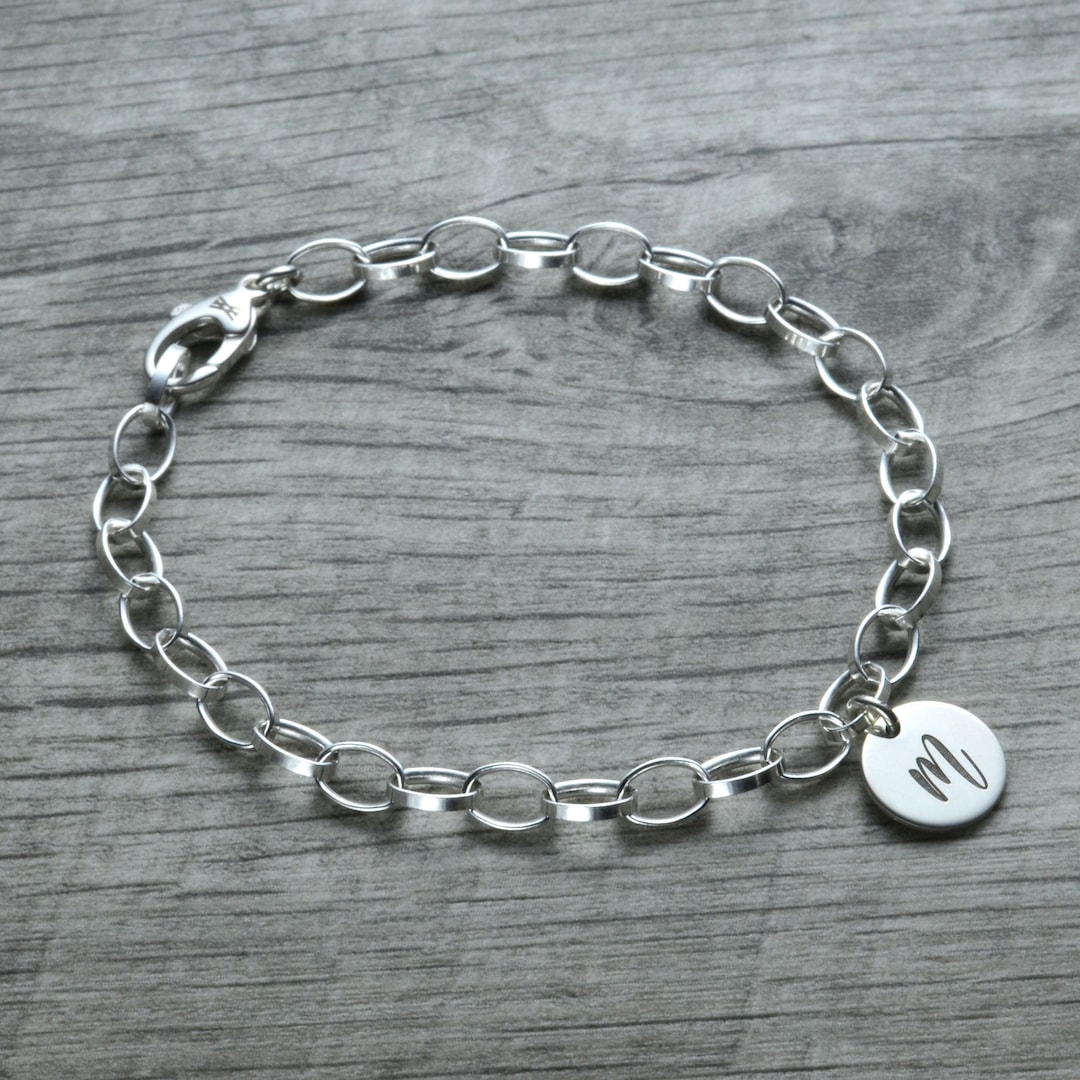 Personalized Initial Bracelet, Sterling Silver Charm Bracelet ...