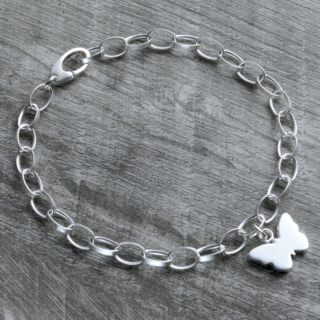 Sterling Silver Butterfly Bracelet, Butterfly Charm Bracelet, Butterfly ...