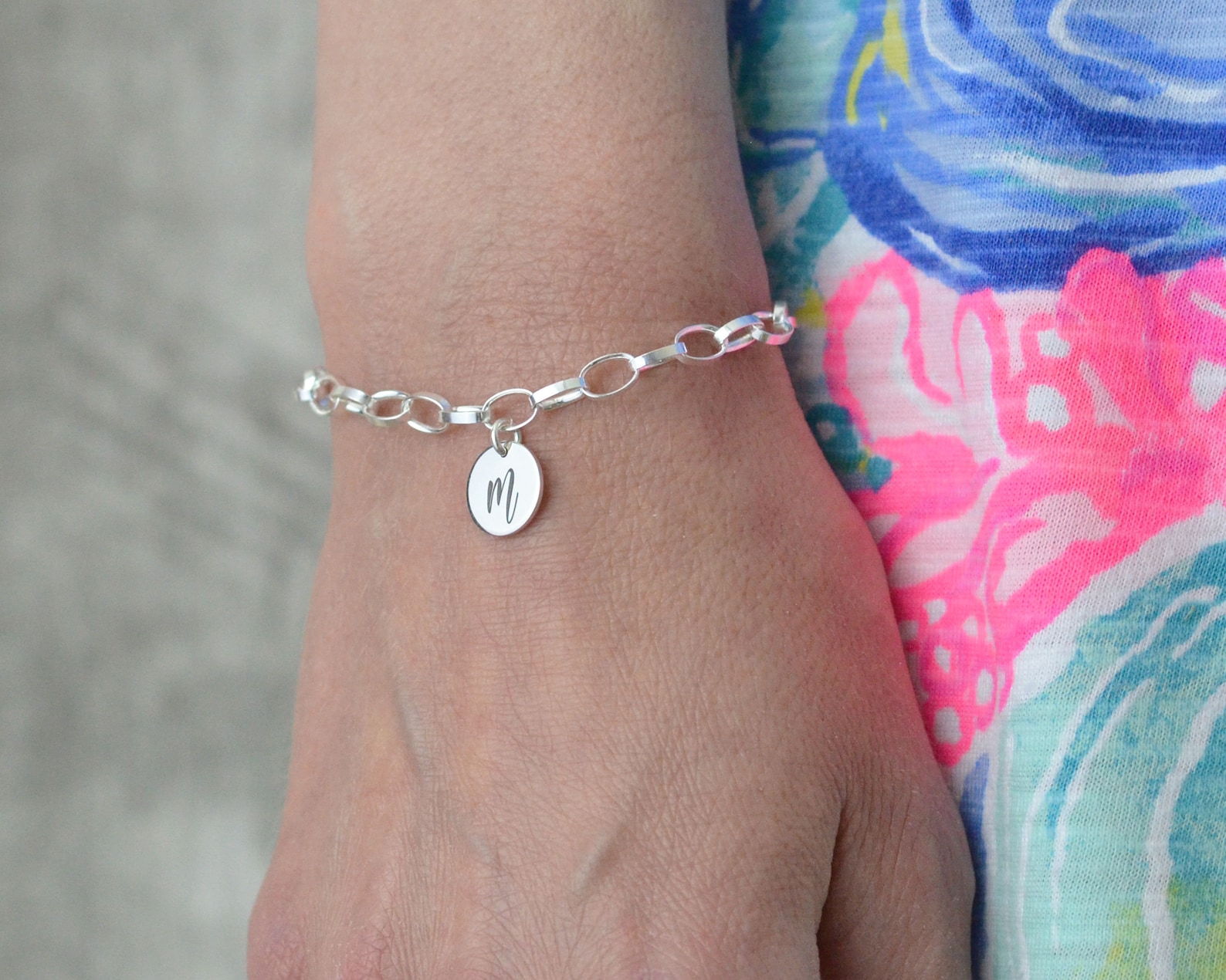 Personalized Initial Bracelet, Sterling Silver Charm Bracelet ...