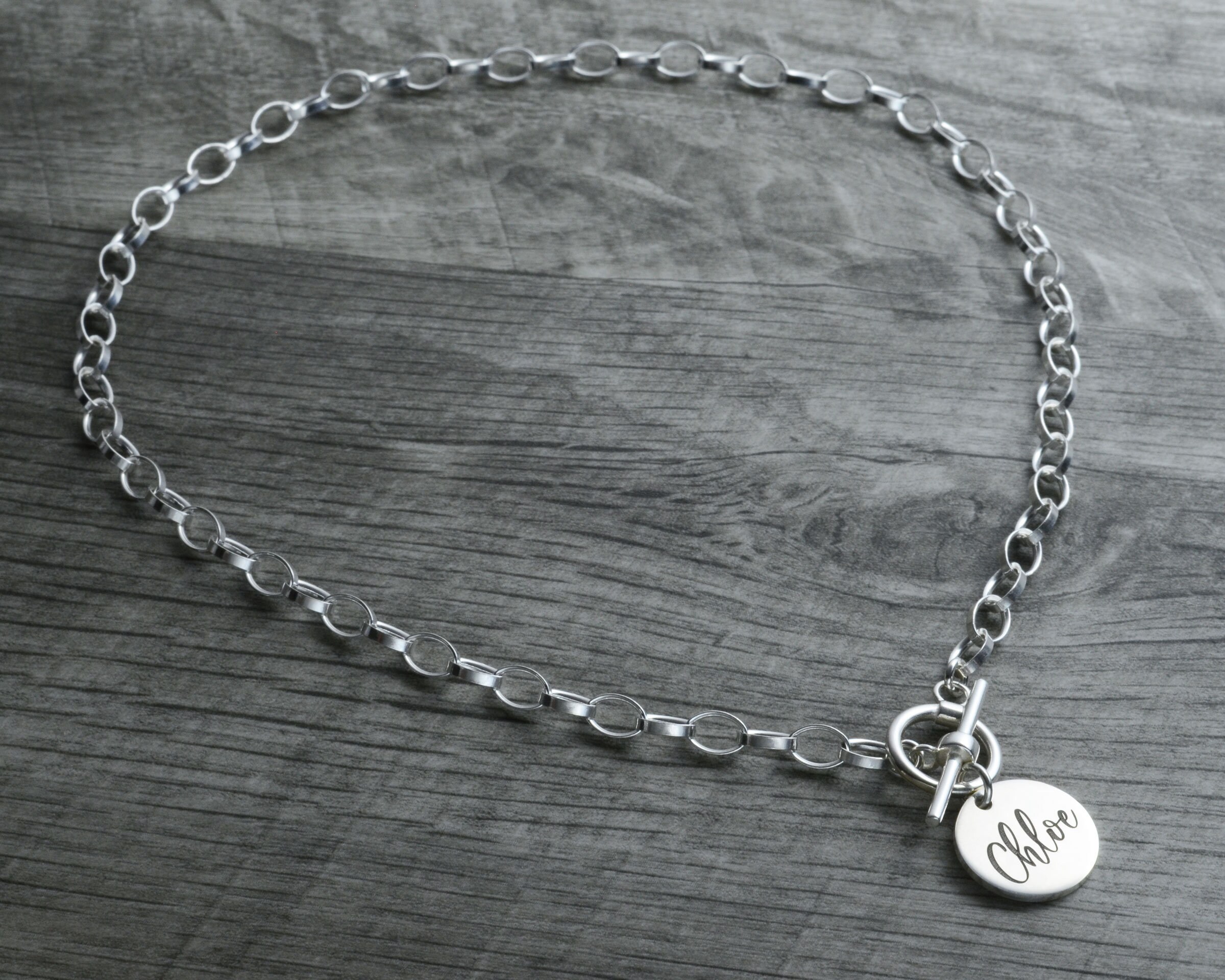 Personalized Choker Necklace in Sterling Silver Dangling - Etsy