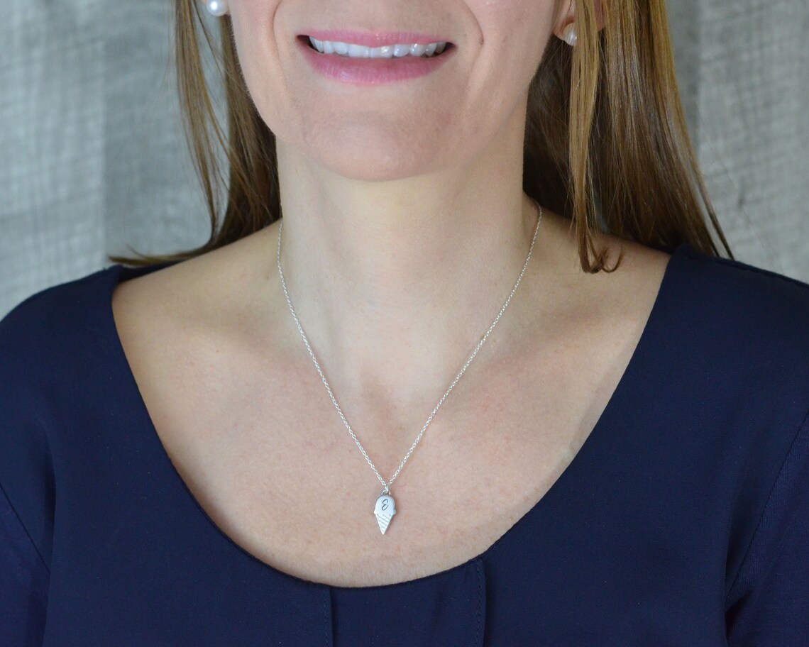 Silver Ice Cream Jewelry, Ice Cream Necklace, Ice Cream Cone Charm ...